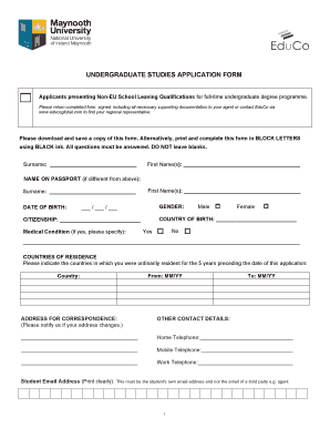 Fillable Online UNDERGRADUATE STUDIESA PPLICATION FORM Fax Email Print ...