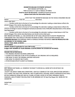 Fillable Online ODOMETER MILEAGE STATEMENT AFFIDAVIT Fax Email Print ...