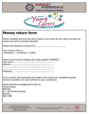 Fillable Online Money return form - bprcvs.co.uk Fax Email Print ...