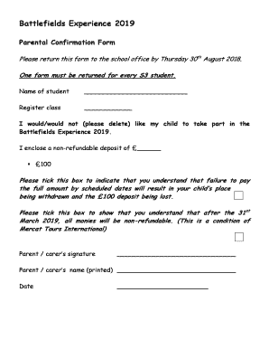 Fillable Online Parental Confirmation Form Fax Email Print - pdfFiller