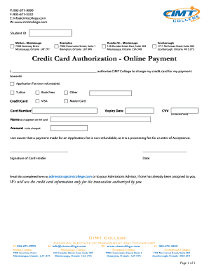 Fillable Online Credit Card Authorization - Online Payment - CIMT ...