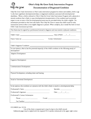 Fillable Online Ohio's Help Me Grow Early Intervention Program ...