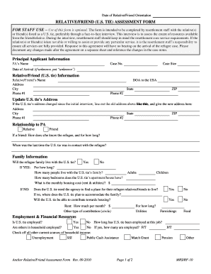 Fillable Online ANCHOR RELATIVE ASSESSMENT FORM Fax Email Print - pdfFiller