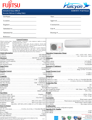 Fillable Online Submittal Sheets - Current: Halcyon MINI-SPLITS ...