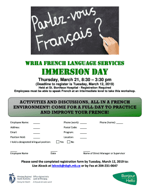 Fillable Online immersion day registration form Fax Email Print - pdfFiller