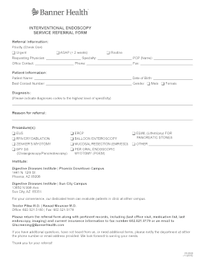 Fillable Online INTERVENTIONAL ENDOSCOPY SERVICE REFERRAL FORM - bannerhealth.com Fax Email ...