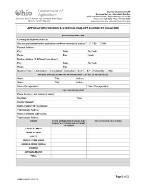 Fillable Online agri ohio APPLICATION FOR OHIO LIVESTOCK DEALERS ...