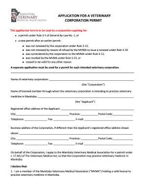 Fillable Online APPLICATION FOR A VETERINARY CORPORATION PERMIT Fax ...