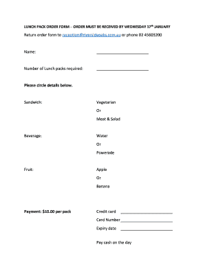 Fillable Online lunch pack order form - US Kids Golf Australia Fax ...