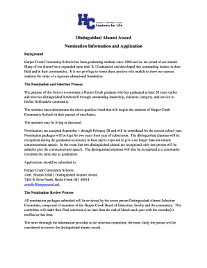 Fillable Online Distinguished Alumni Award Nomination Information and Application Fax Email ...