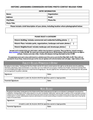 Fillable Online Historic Photo Contest Release Form - Salem Fax Email ...