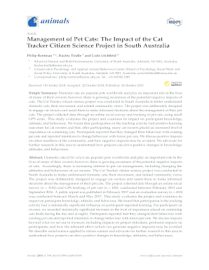 Fillable Online Management of Pet Cats. Domestic cats (Felis catus) are ...