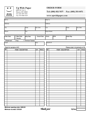Fillable Online Up With Paper ORDER FORM Fax Email Print - pdfFiller