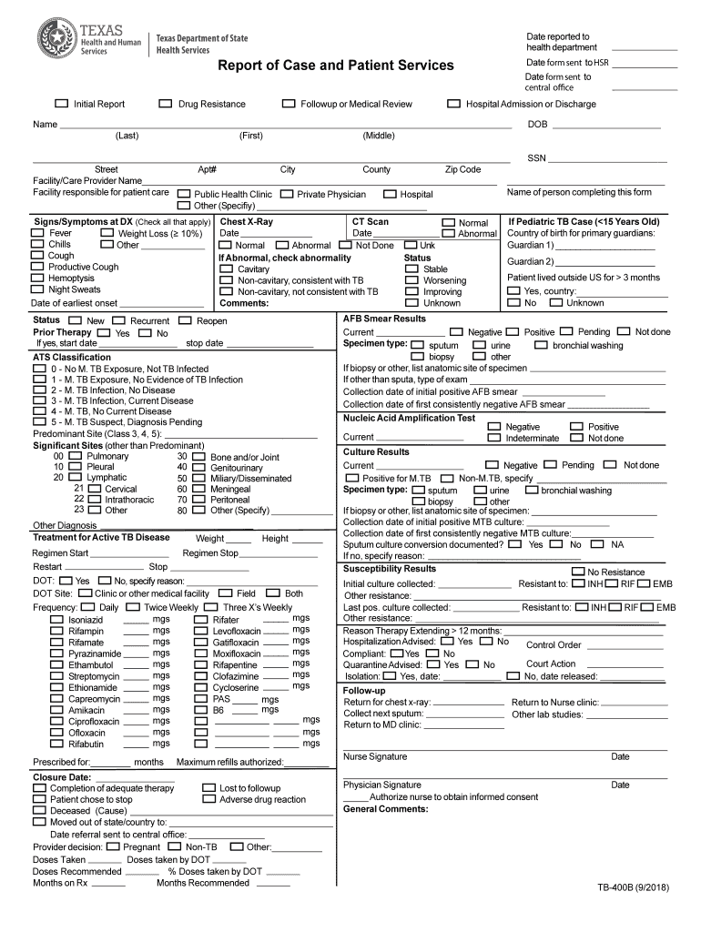 Fillable Online TB-400B Revised 6-23-17). TB Reporting Form Fax Email ...