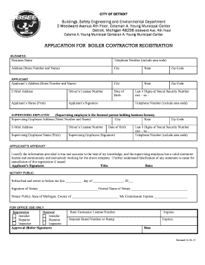 Fillable Online APPLICATION FOR BOILER CONTRACTOR REGISTRATION Fax ...