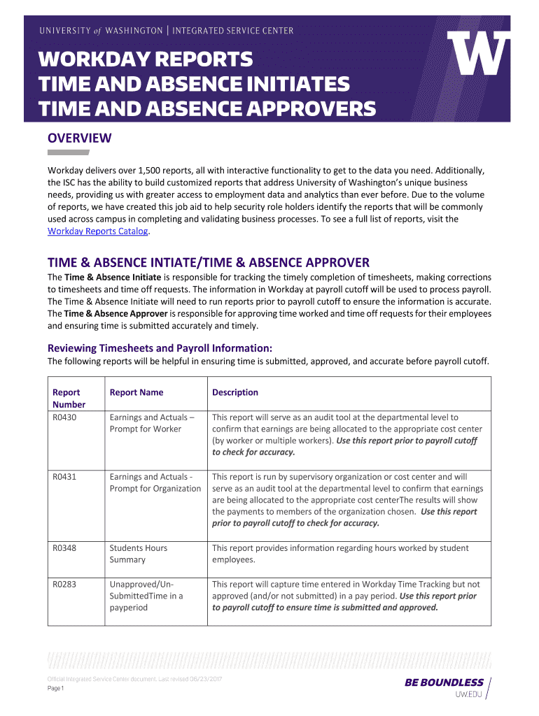 Fillable Online workday reports time and absence initiates time and ...