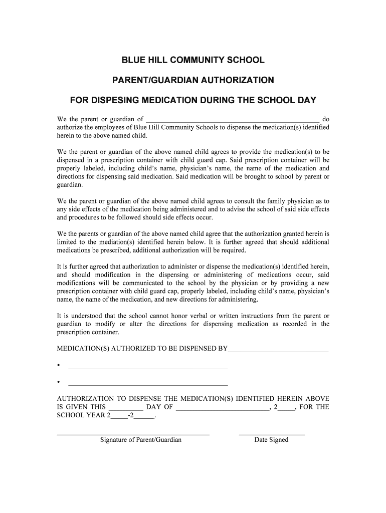 Fillable Online Medication Dispensing Authorization.doc Fax Email Print - pdfFiller