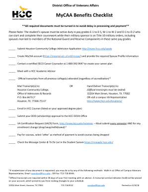 Fillable Online MyCAA Benefits Checklist - hccs.edu Fax Email Print ...