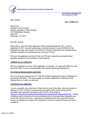 Fillable Online NDA 210655 NDA APPROVAL Indivior Inc. Attention: Clorey ...