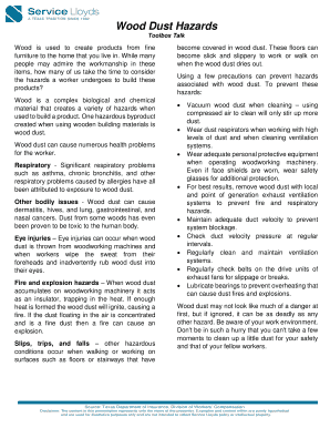 Fillable Online Wood Dust Hazards - servicelloyds.com Fax Email Print ...
