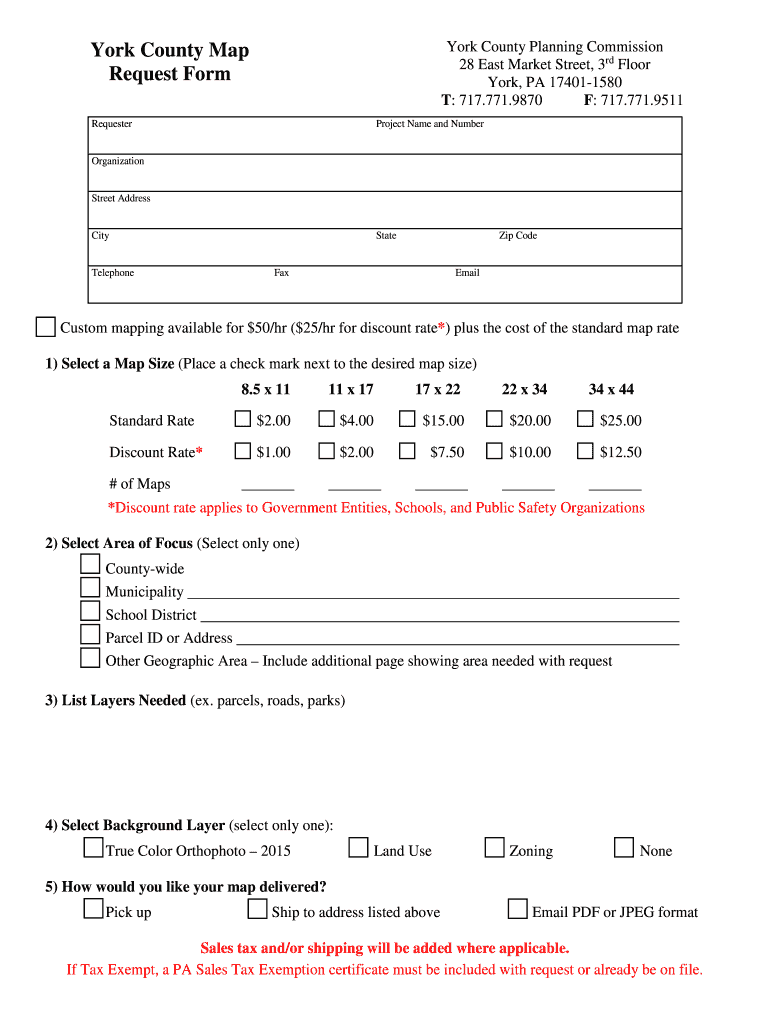 Fillable Online York County GIS DATA Request Form - ycpc.org Fax Email ...