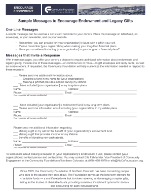Fillable Online Sample Messages to Encourage Endowment and Legacy Fax ...