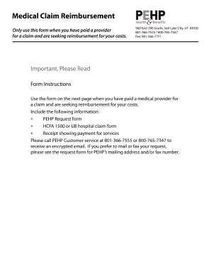 Fillable Online Medical Claim Reimbursement - Pehp Fax Email Print ...