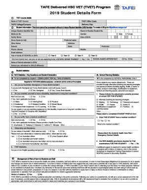 Fillable Online 2019 Student Details Form - TAFE NSW Fax Email Print ...