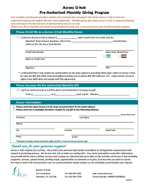 Fillable Online Monthly Donation Form.xlsx - Across U-hub Fax Email ...