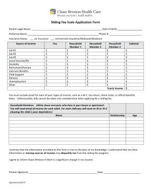 Fillable Online Sliding Fee Scale Application Form - Chase Brexton ...