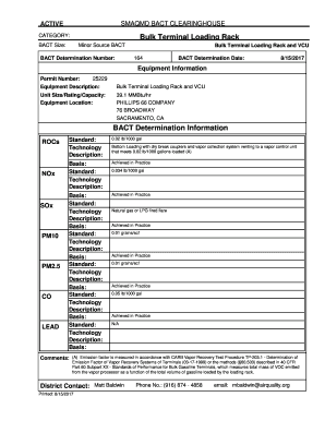 Fillable Online SMAQMD BACT CLEARINGHOUSE Fax Email Print - pdfFiller