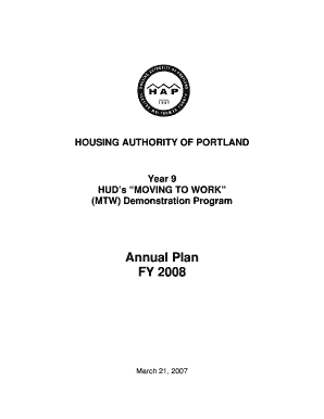 Fillable Online HUDs MOVING TO WORK Fax Email Print - pdfFiller
