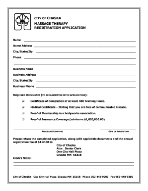 Fillable Online MASSAGE THERAPY REGISTRATION APPLICATION Fax Email ...
