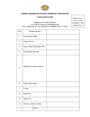 Fillable Online Application Form - apsrtc.ap.gov.in Fax Email Print ...