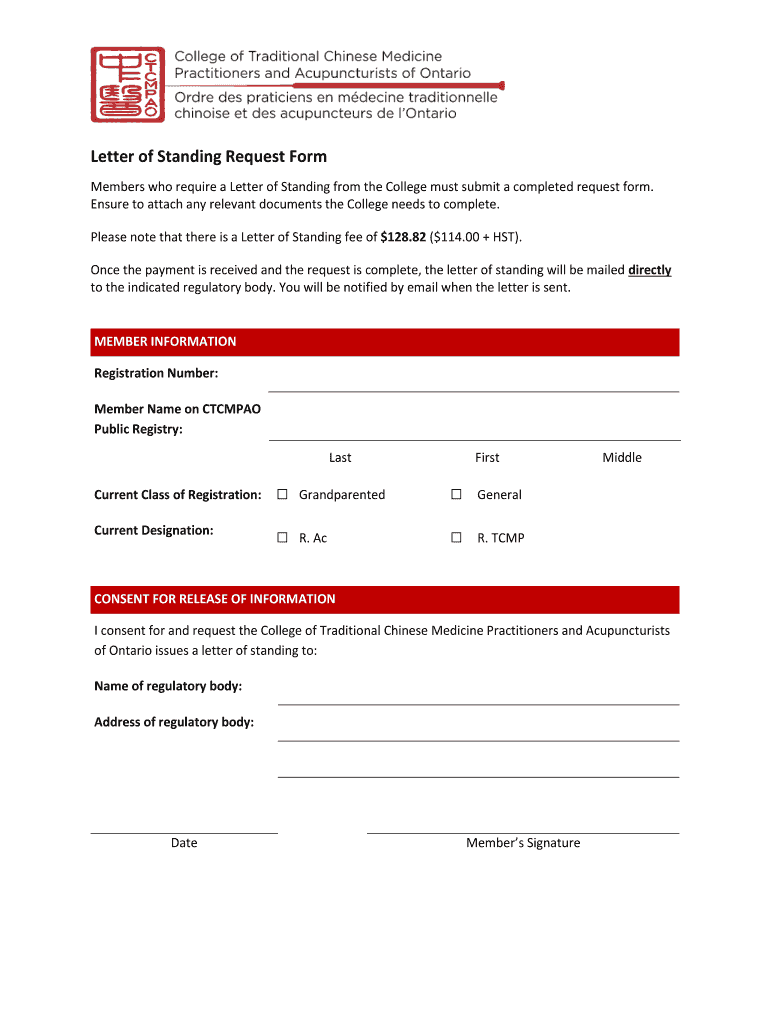 Fillable Online Letter of Standing Request Form. Letter of Standing Request Form Fax Email Print ...
