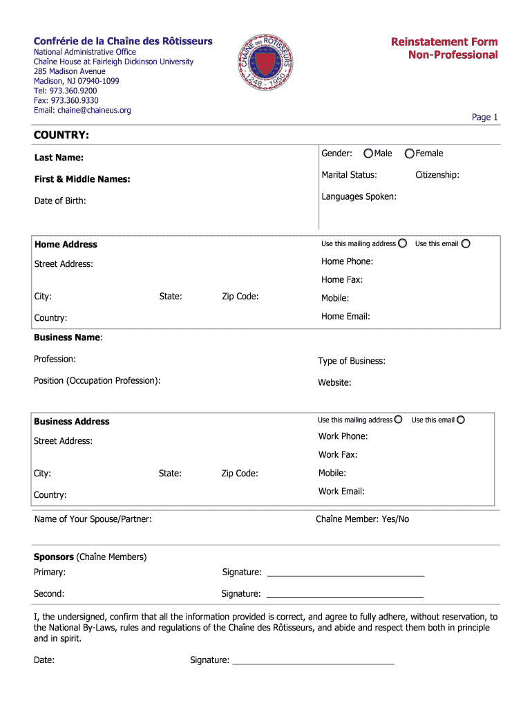 Fillable Online Non Professional Reinstatement form Fax Email Print ...