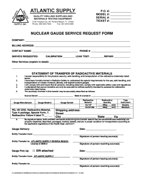 Fillable Online NUCLEAR GAUGE SERVICE REQUEST FORM Fax Email Print ...