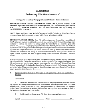 Fillable Online Claim Form - RG/2 Claims Administration Fax Email Print ...