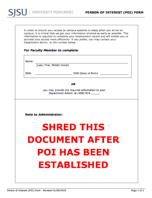 Fillable Online Person of Interest (POI) Form. Person of Interest (POI ...