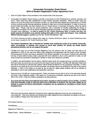 Fillable Online 2018-19 Student Registration/Tuition Agreement Form Fax ...
