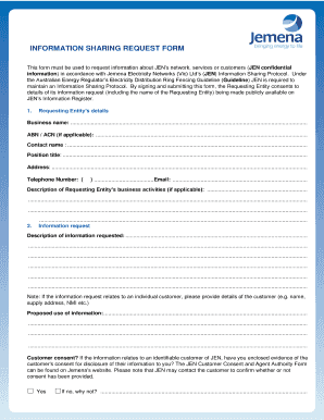 Fillable Online INFORMATION SHARING REQUEST FORM - Jemena Fax Email ...