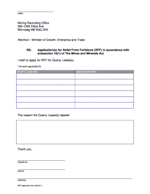 Fillable Online Letter of Application for Relief From Forfeiture (RFF ...