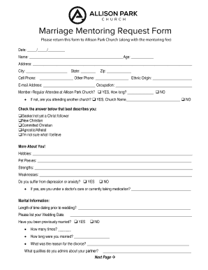 Fillable Online Marriage Mentoring Request Form Fax Email Print - pdfFiller