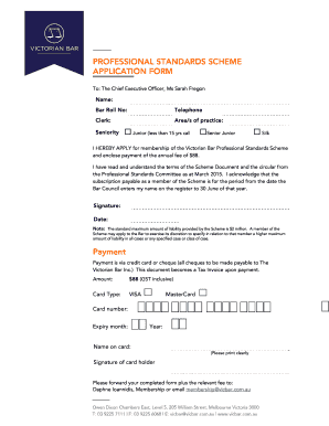 Fillable Online PROFESSIONAL STANDARDS SCHEME APPLICATION FORM ... Fax ...