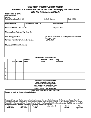 Fillable Online Home Infusion Therapy Prior Authorization Request Form ...