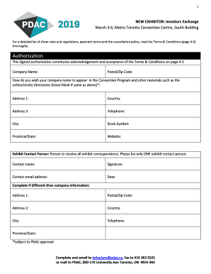 Fillable Online Authorization - pdac.ca Fax Email Print - pdfFiller