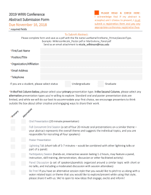 Fillable Online wrri ncsu 2019 WRRI Conference Abstract Submission Form ...