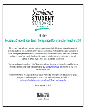 Fillable Online doe louisiana Louisiana Student Standards: Companion ...