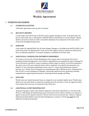 Fillable Online Weekly Agreement Fax Email Print - pdfFiller