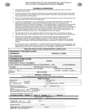 Fillable Online Road Occupancy Permit Application Form - City of ...